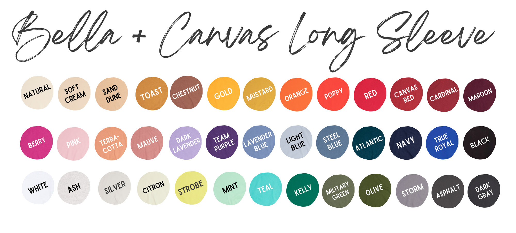 Size & Color Charts – HC Tee Company